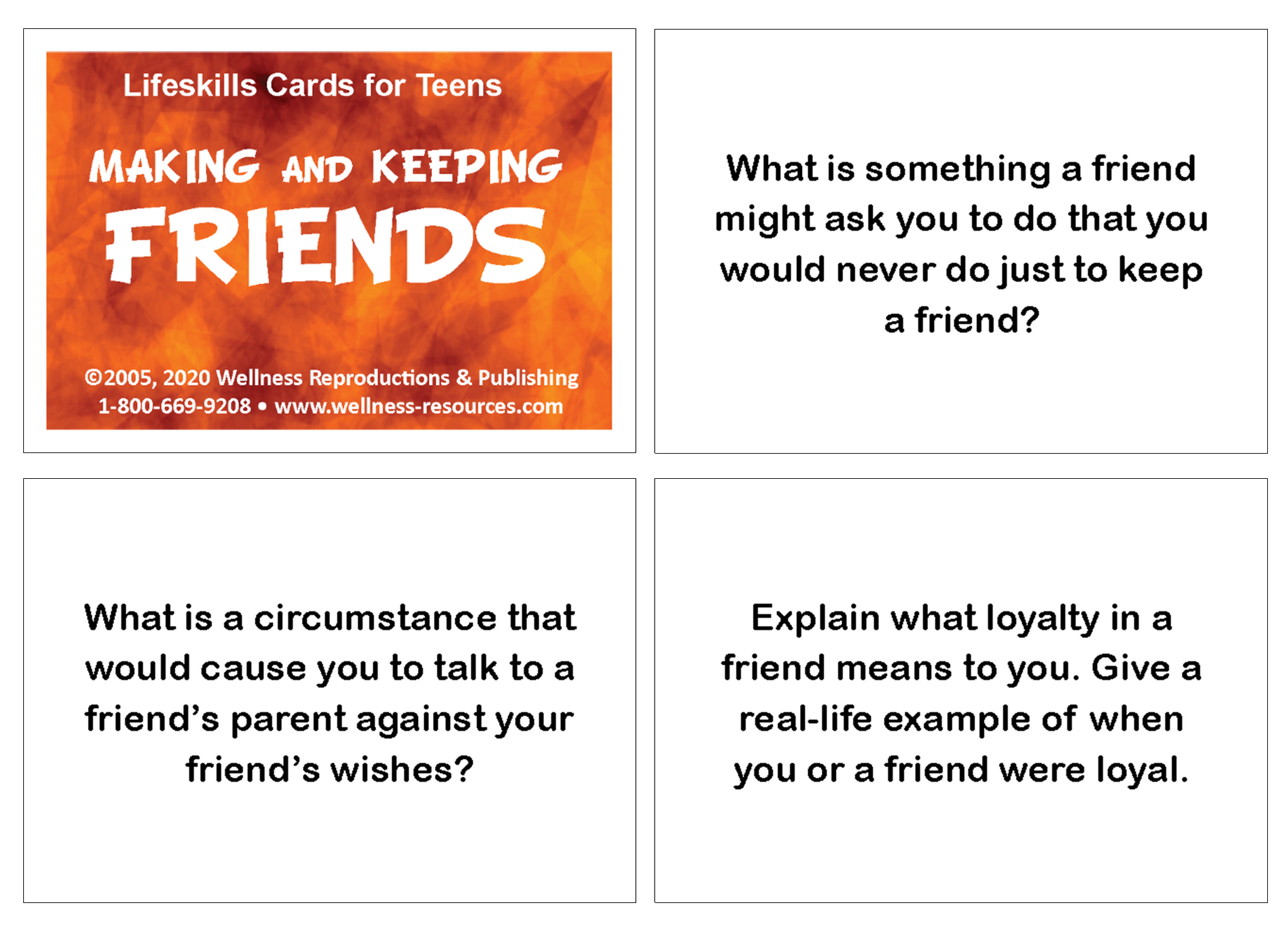 Making and Keeping Friends Cards Middle School Childswork/Childsplay ...