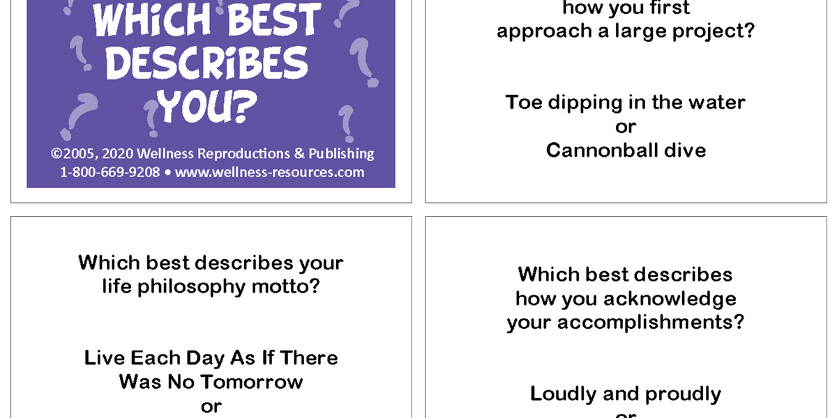 Which Best Describes You? Cards Middle School Childswork/Childsplay ...